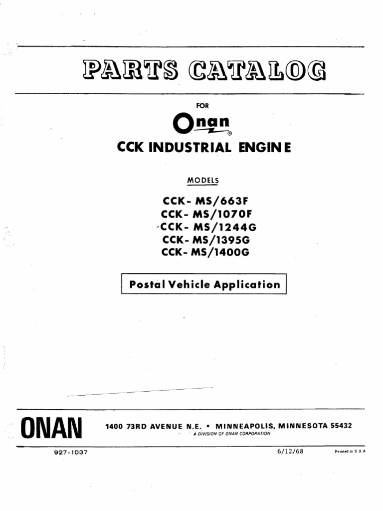 Onan CCK Engine Parts Catalog | PDF | Technology & Engineering | Home ...
