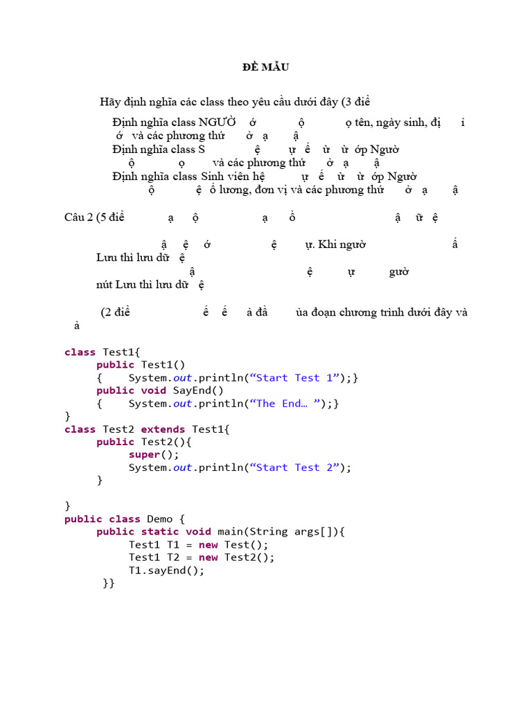 ĐỀ MẪU LTHDT | PDF