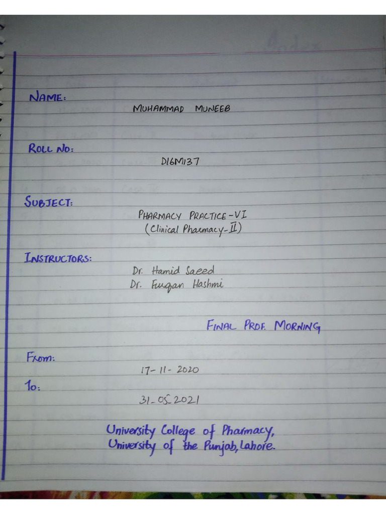 Practical Notebook Clinical Pharmacy | PDF
