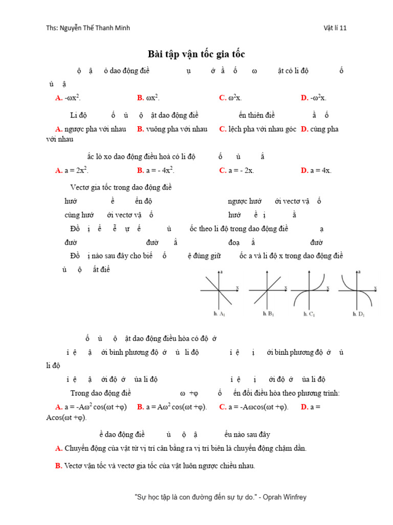 Bài Tập Vận Tốc Gia Tốc Lần 2- Yêu 11a3 | PDF
