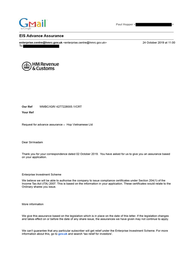 Hop Vietnamese Eis Assurance Letter | PDF