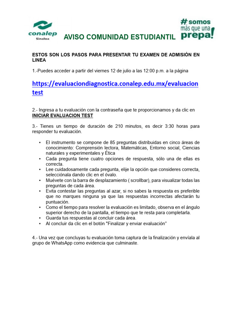 Pasos Para El Examen | PDF