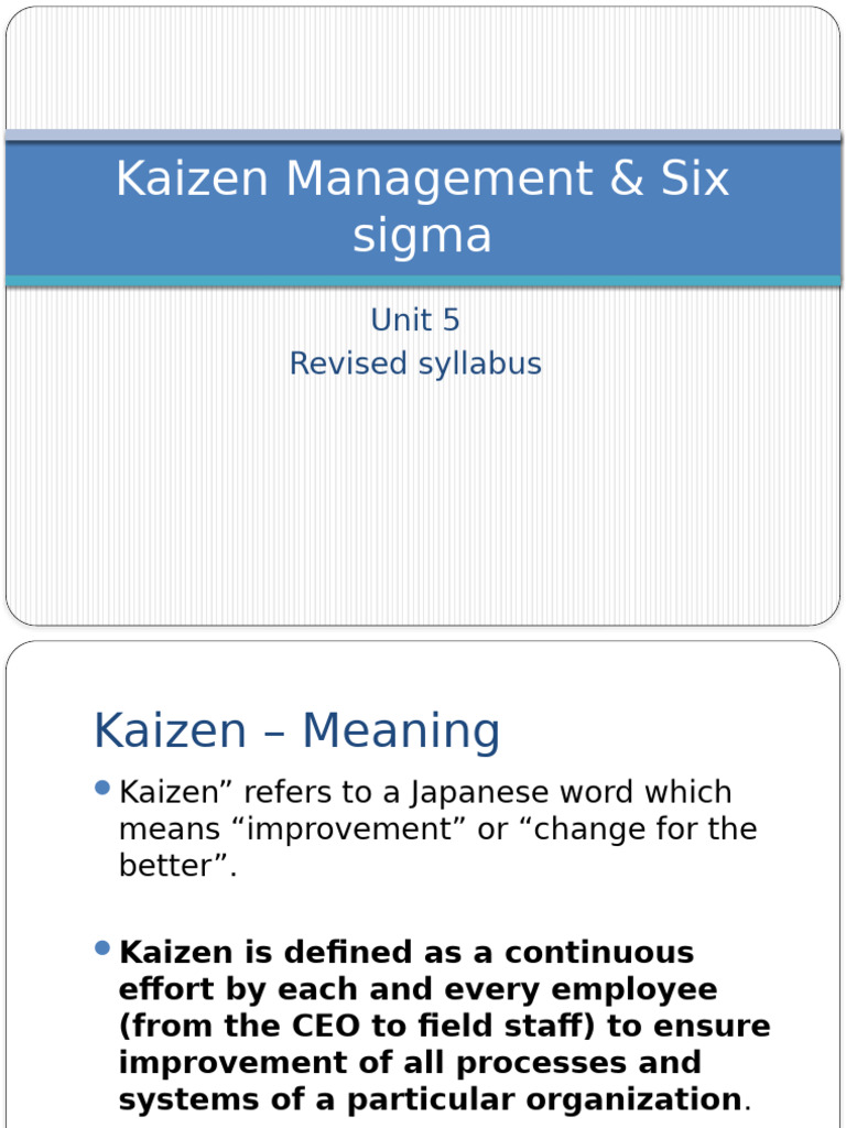 Kaisen & Six sigma | PDF | Six Sigma | Disciplines