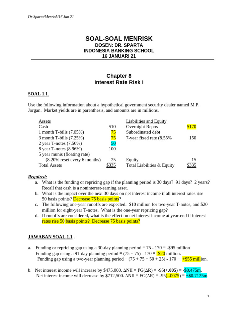 Kuliah 14-Bahassoal-Soal Setelah UTS | PDF | Derivative (Finance) | Bond Duration