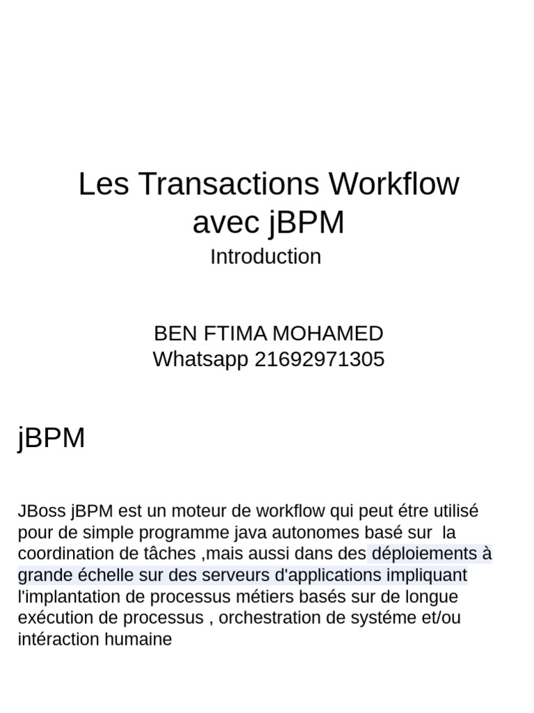 Workflow et jBPM pour Entreprises | PDF | Workflow | Gestion de processus