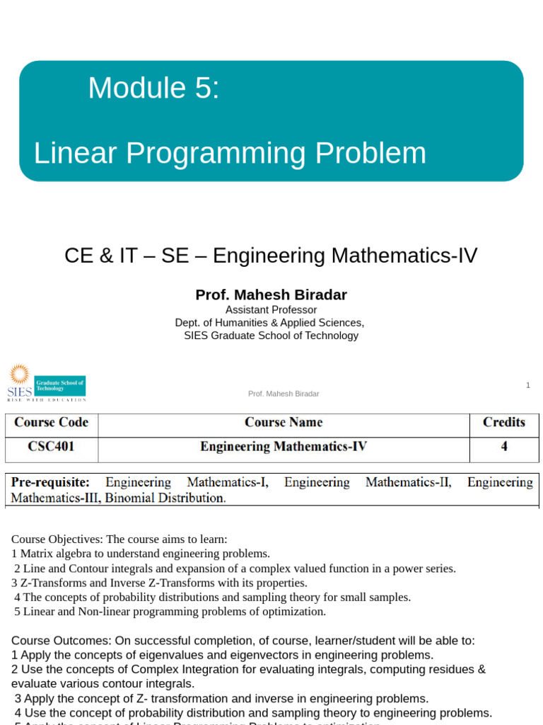 Module 5 LPP IT SE EM-IV FH2024 | PDF | Mathematical Optimization | Integral