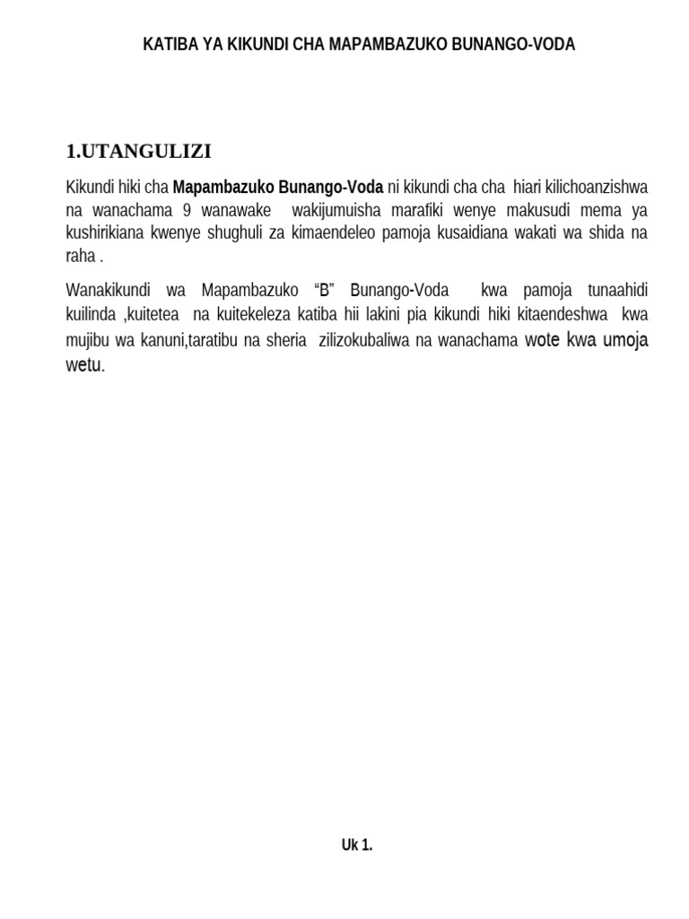 Kikundi Cha Wazalendo Mlimani - Bunango | PDF