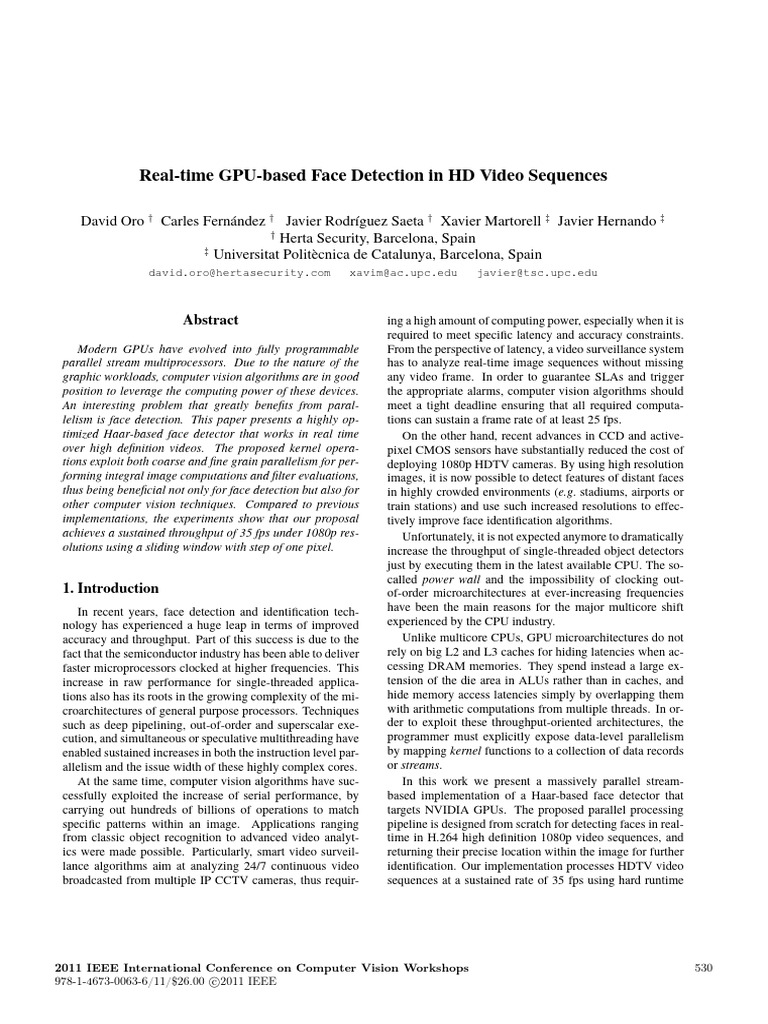 Real-Time GPU-based Face Detection in HD Video Sequences | PDF ...