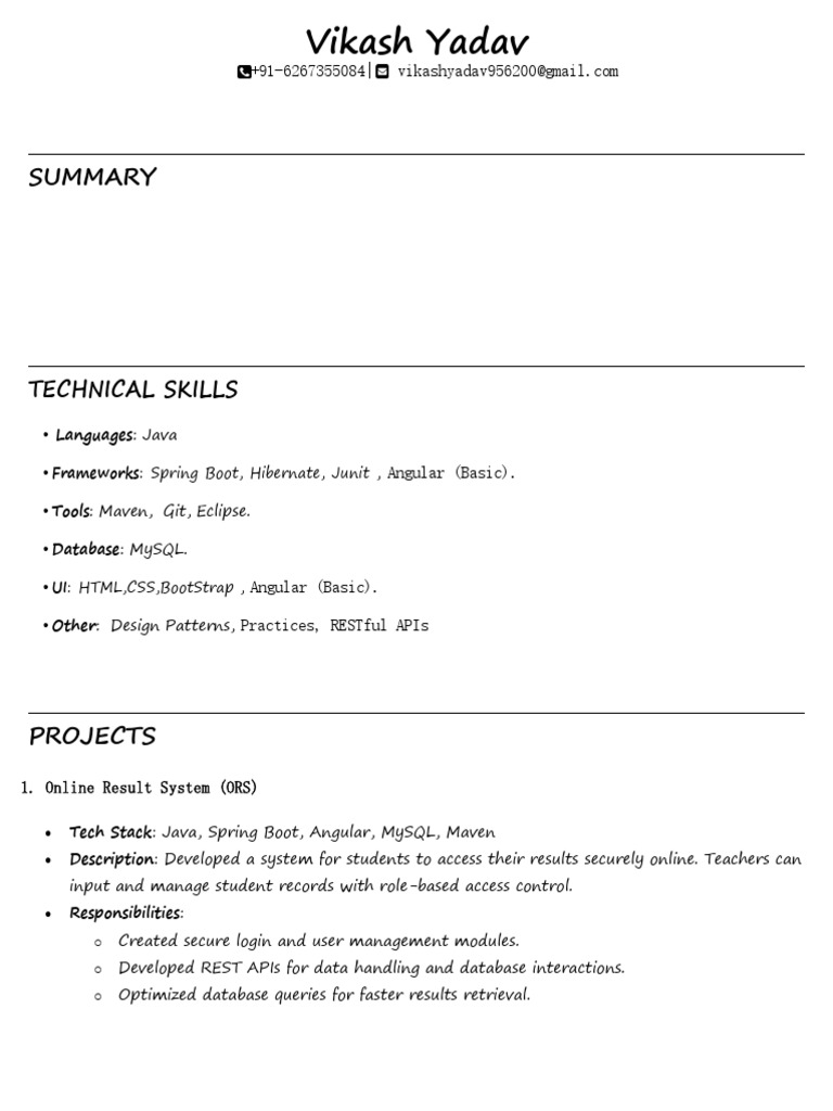 Vikash Yadav | PDF | Java (Programming Language) | Databases