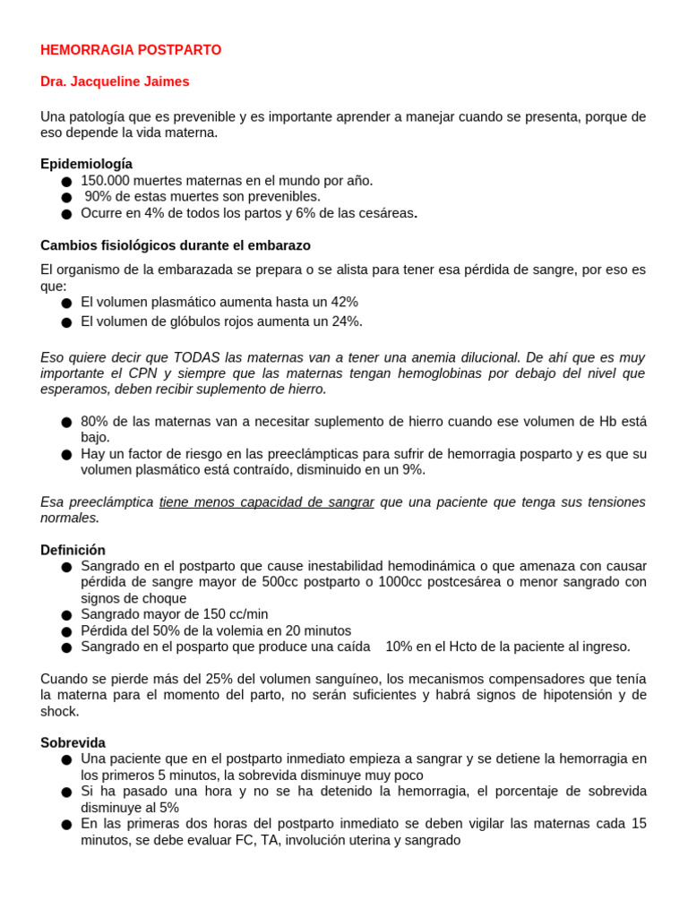 Hemorragia Postparto: Guía Clínica | PDF | Periodo posparto | Útero
