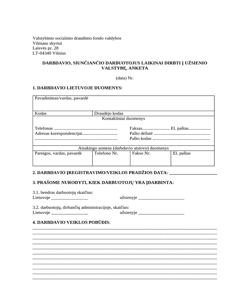 Darbdavio Anketa | PDF