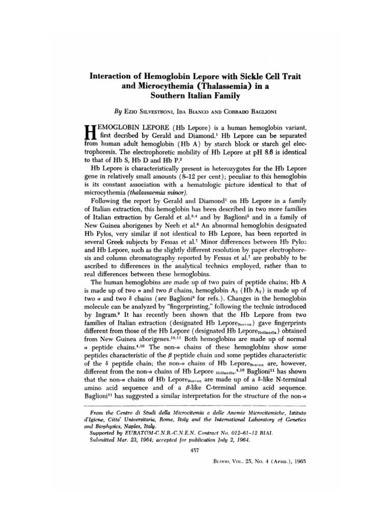 Interaction of Hemoglobin Lepore With Sickle Cell Trait in Southern ...