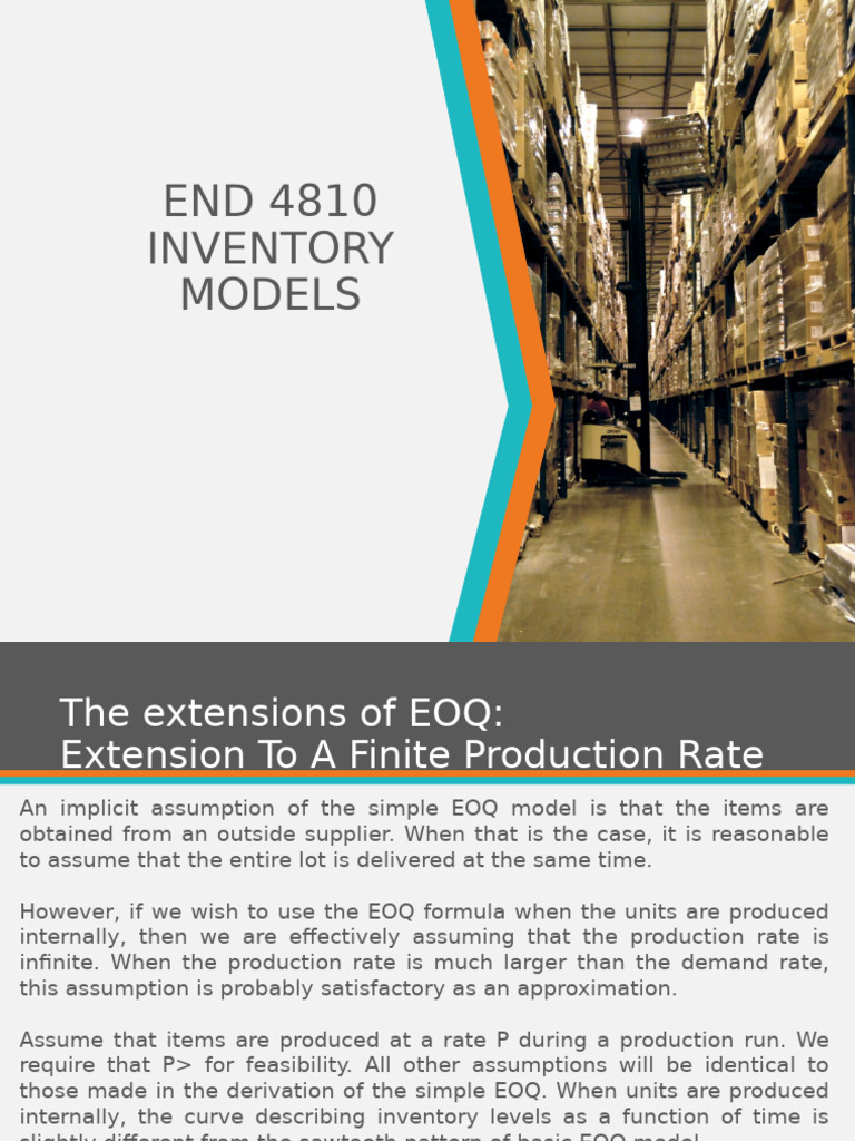 EOQ Model Extensions for Production Rates | PDF | Inventory | Business ...
