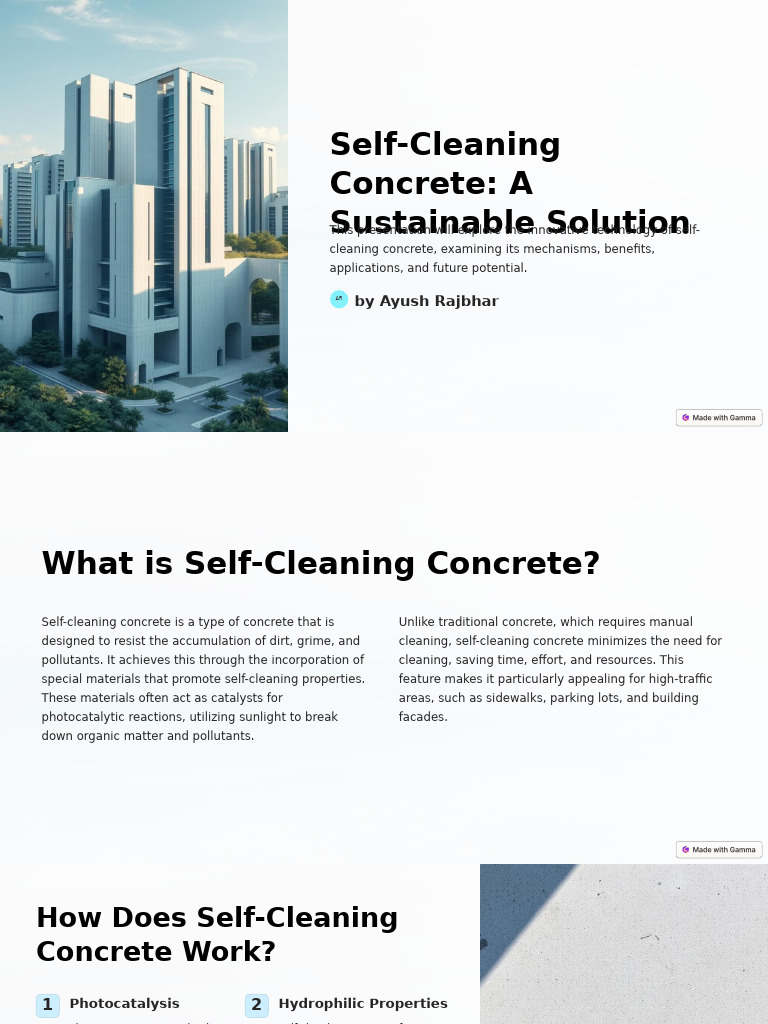 Self-Cleaning Concrete: Benefits & Future | PDF | Concrete | Titanium ...