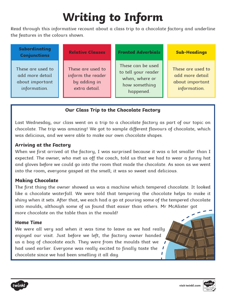 Features of Writing to Inform WAGOLL | PDF | Chocolate
