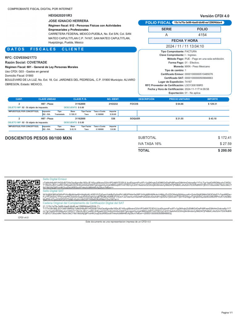Folio Fiscal: Doscientos Pesos 00/100 MXN | PDF | Comercio | Dinero
