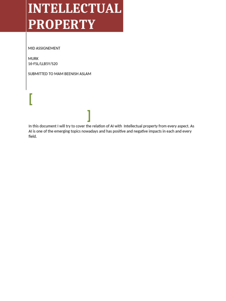 Ai and Intellectual Property 1 | PDF | Intellectual Property ...