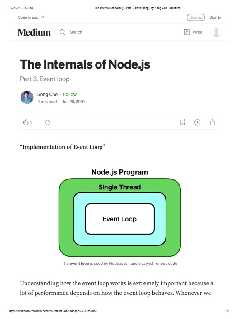 The Internals of Node.js. Part 3. Event loop _ by Song Cho _ Medium | PDF | Computing ...