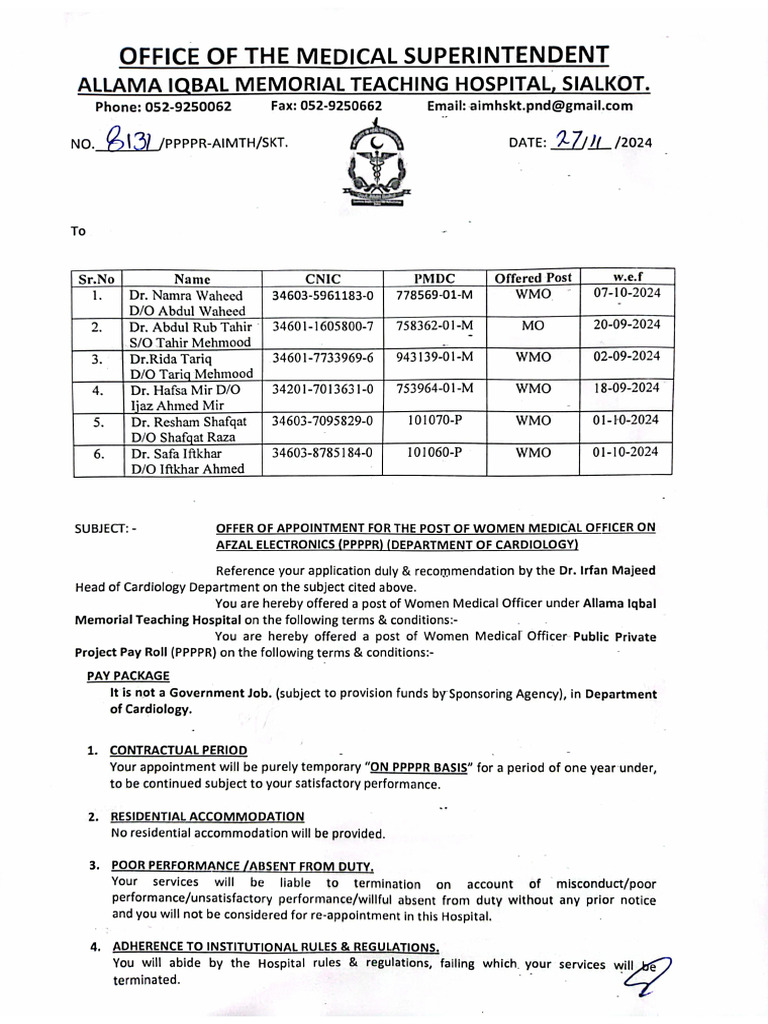 Medical Officers Order | PDF