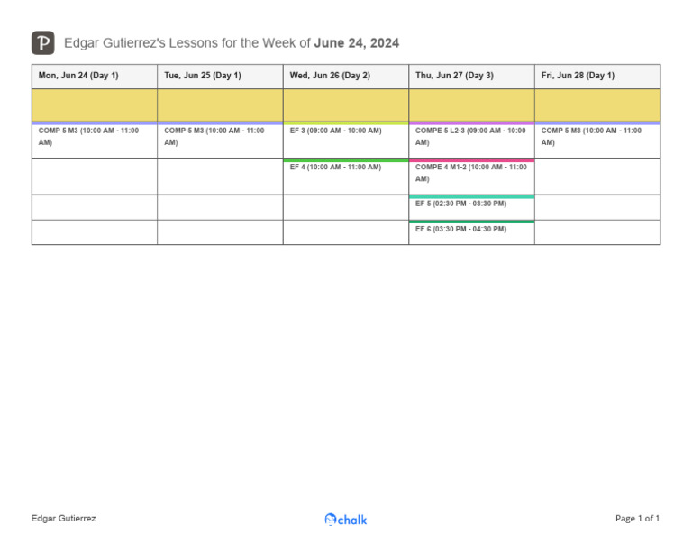 Planboard Week - Dom Jun 23, 2024 | PDF