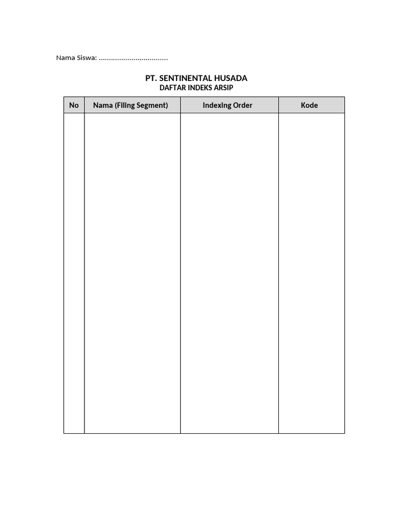 Soal Format Agenda, Indeks Dan Tunjuk Silang - 1 | PDF