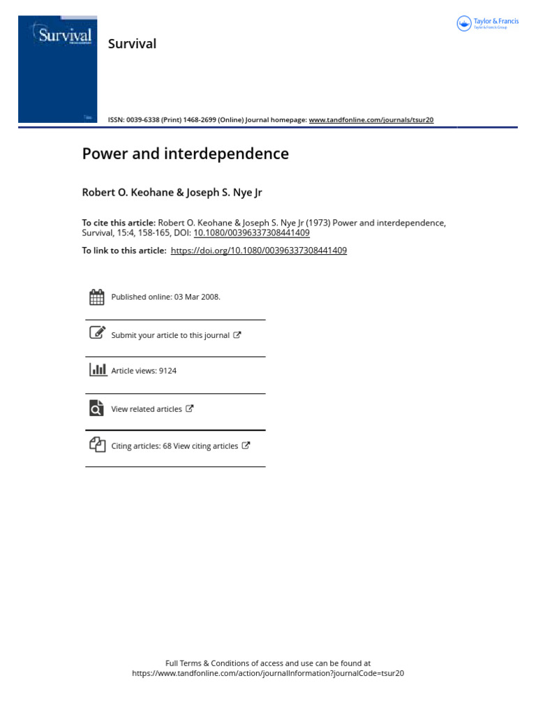 Power and Interdependence | PDF | Deterrence Theory | Crime & Violence