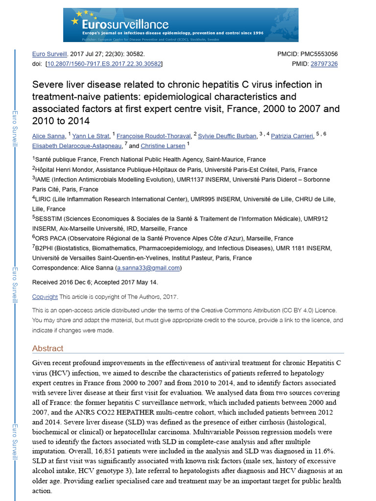 Severe Liver Disease Related To Chronic Hepatitis C Virus Infection in ...
