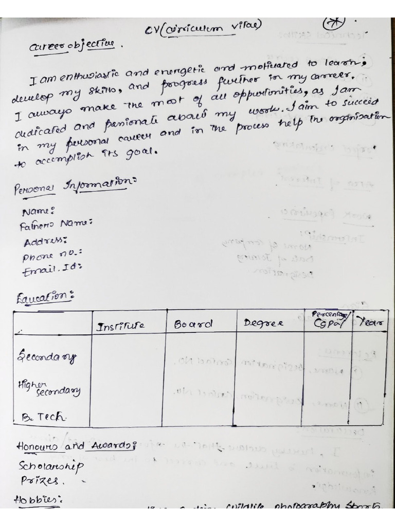 Writing Skills (CV) | PDF