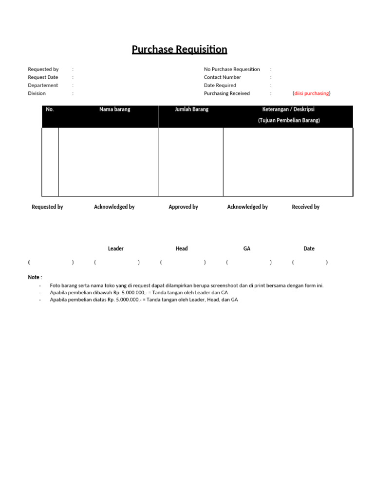 Purchase Requisition - New | PDF
