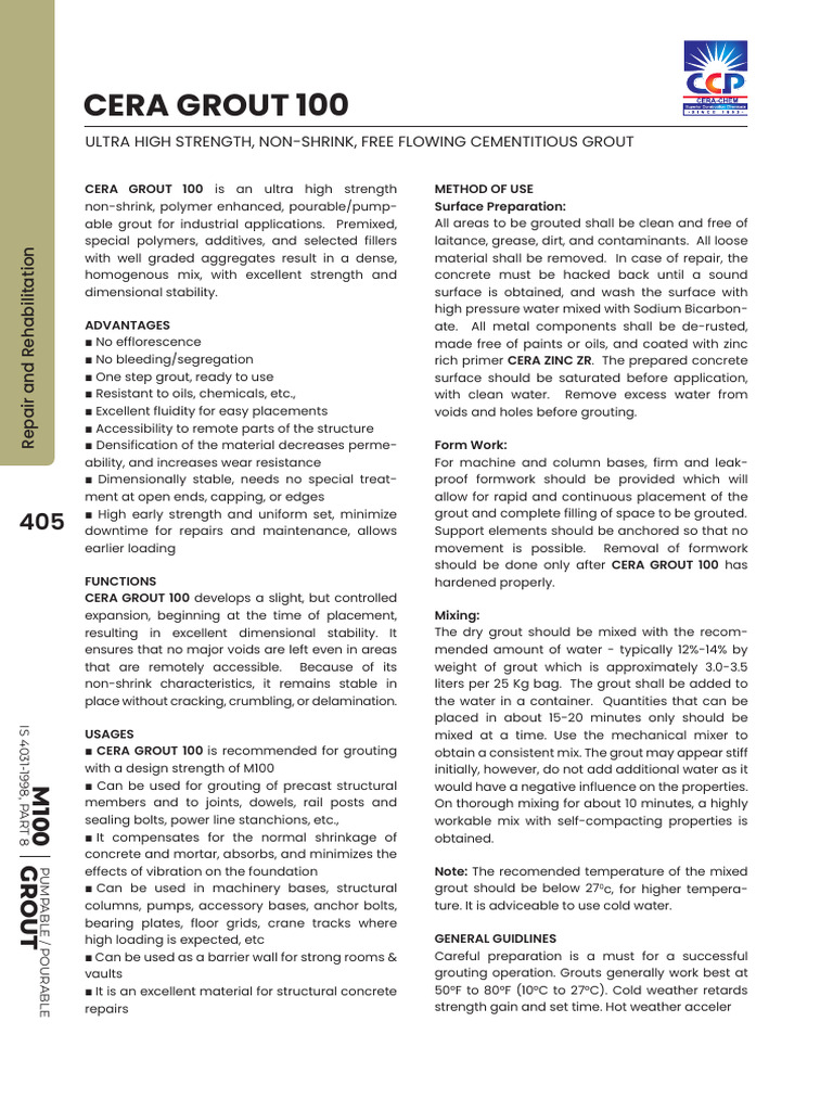 Industrial Grouting Solutions | PDF | Concrete | Secondary Sector Of The Economy