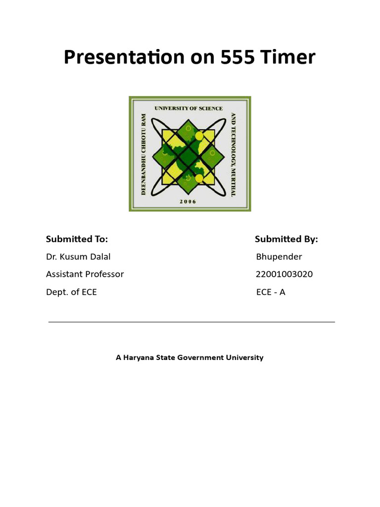 Presentation On 555 Timer Pdf Analog Circuits Digital Electronics