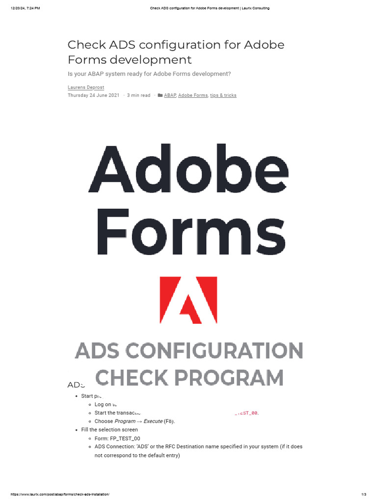 Verify ADS Setup for Adobe Forms | PDF | Computing | Software Engineering