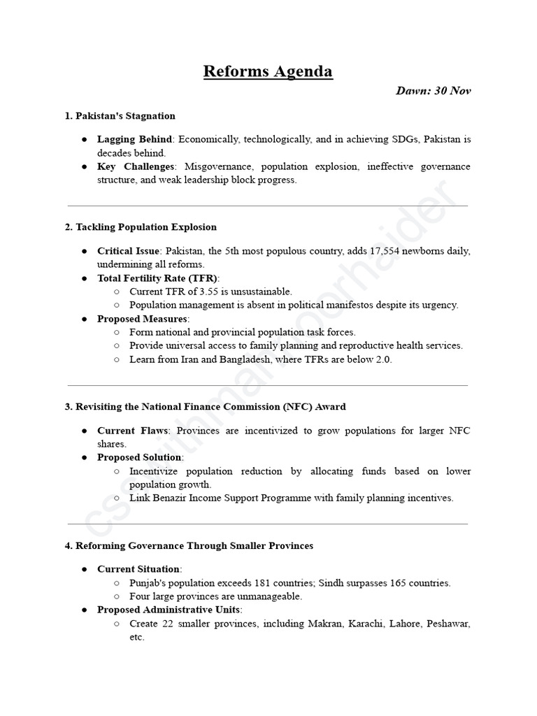 Reforms Agenda | PDF | Total Fertility Rate | Economic Inequality