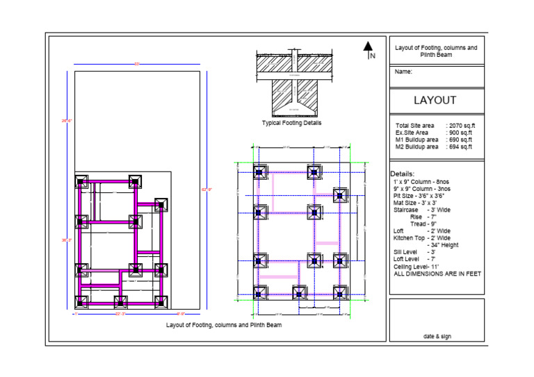 AbuRef - Layout For Footing | PDF | Architectural Elements