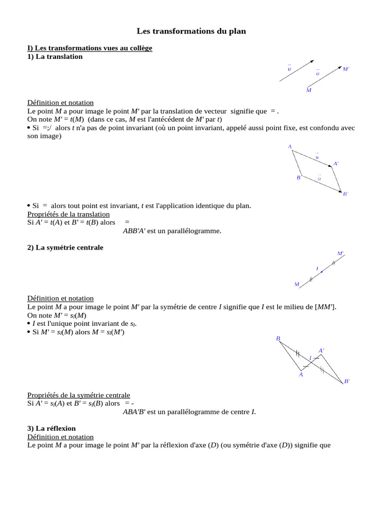Transformations géométriques du plan | PDF | Physique mathématique ...
