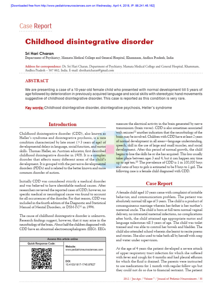 Childhood_disintegrative_disorder | PDF | Antipsychotic | Pervasive ...