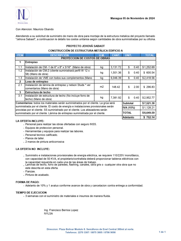 Oferta Jehova Sabaot 05112024-3 | PDF