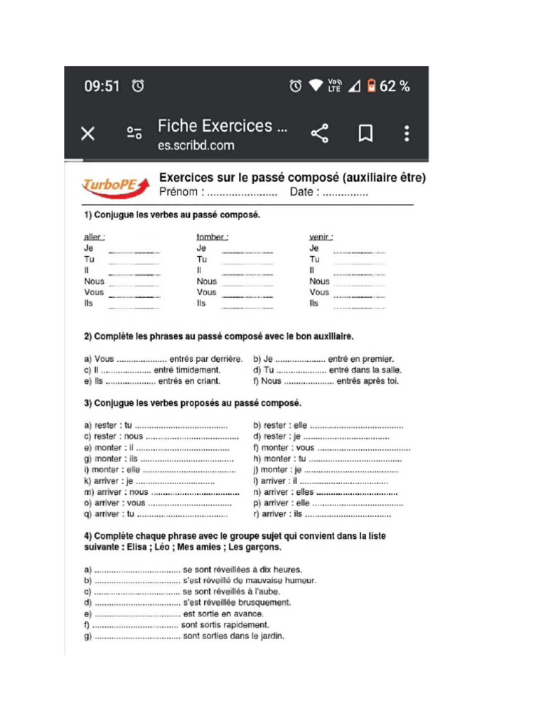 Francés Le Passé Composé | PDF