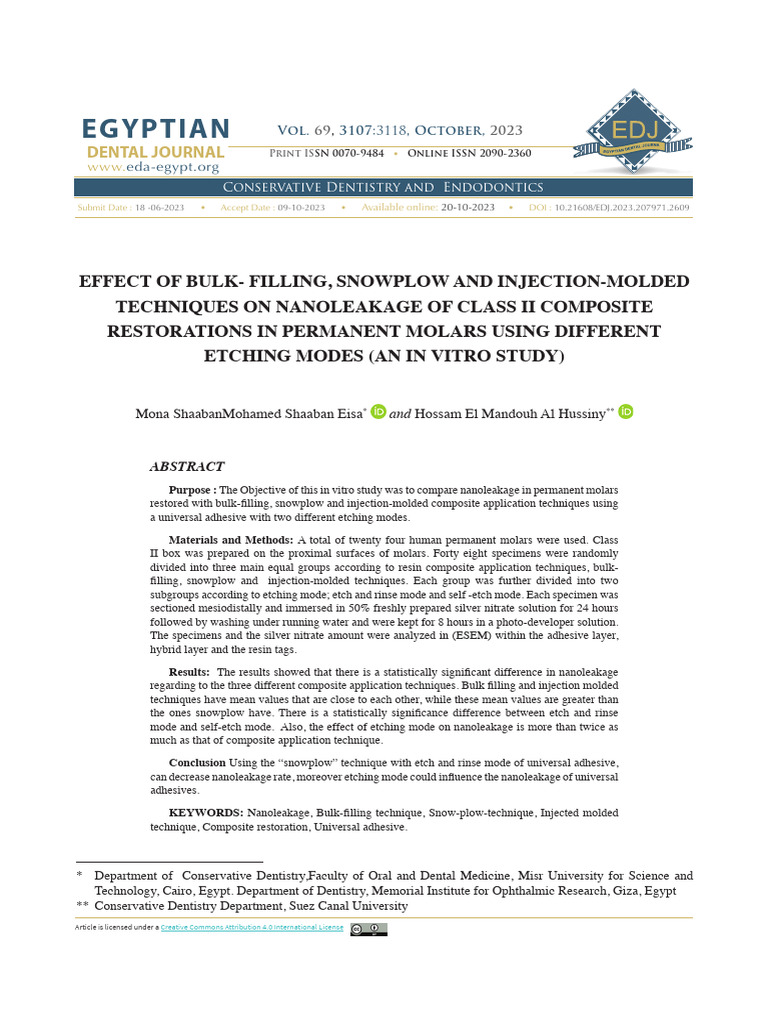 Effect of Bulk - Filling Snowplow and Injection-Mol | PDF | Dental ...