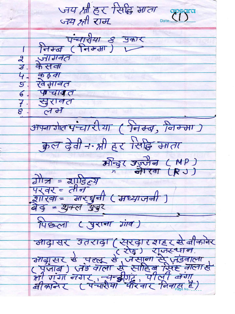 Panchariya Family Tree (Scanned Copy) | PDF