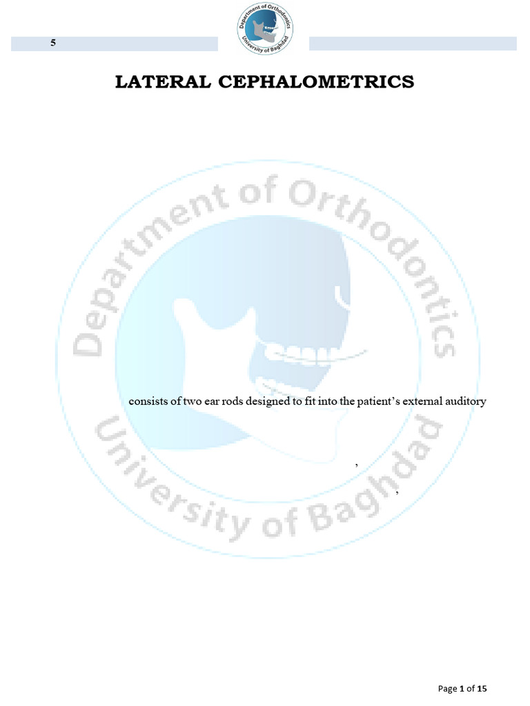 Lateral Cephalometric Analysis Overview | PDF | Orthodontics ...