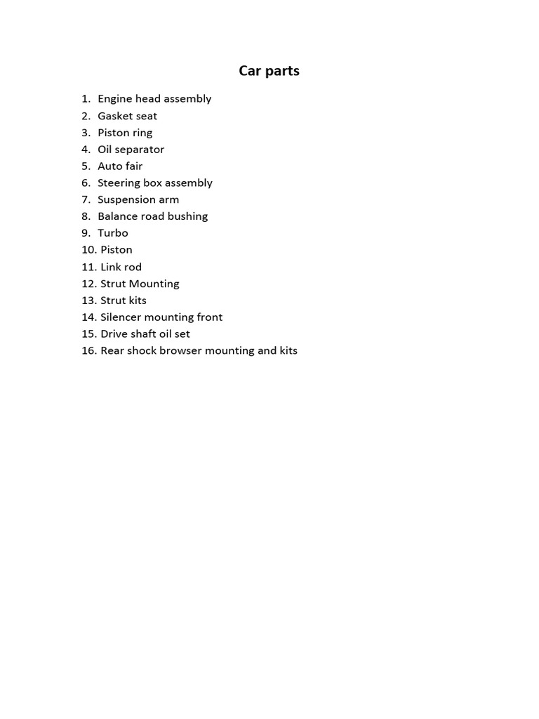 Essential Car Parts Guide | PDF