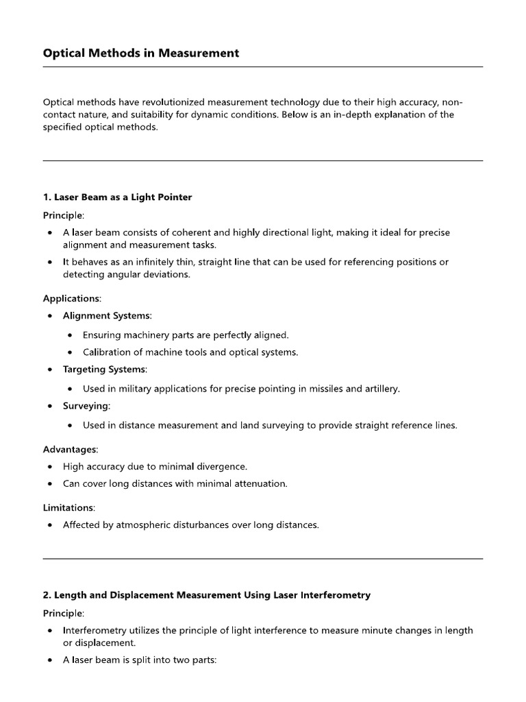 Optical Methods in Measurement | PDF