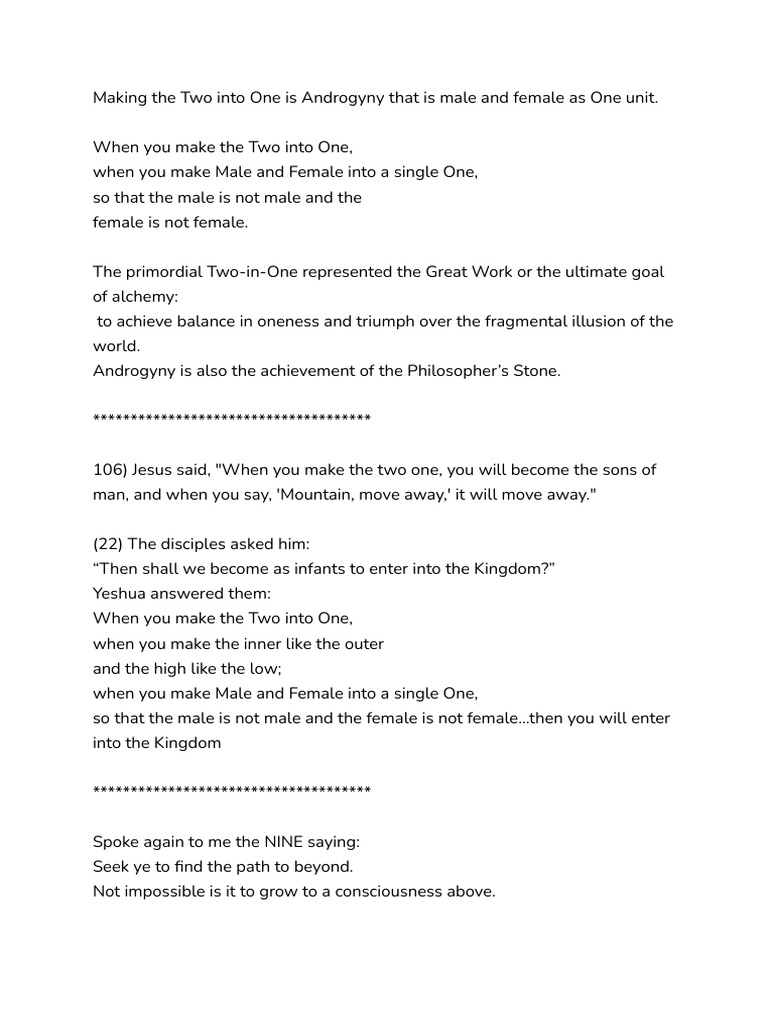 Alchemy and Androgyny: Unity Explained | PDF | Religious Belief And ...