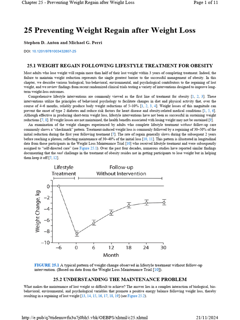 Preventing Weight Regain After Weight Loss (Anton y Perri, 2025) | PDF ...