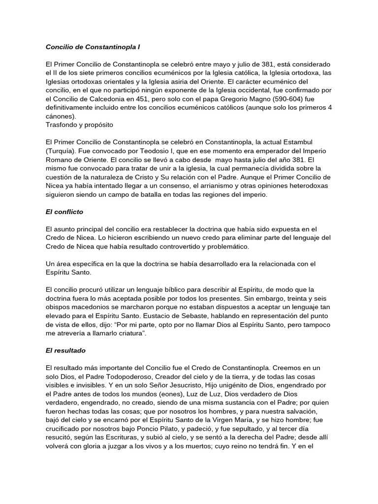 Concilio de Constantinopla I | PDF | Familias denominacionales ...
