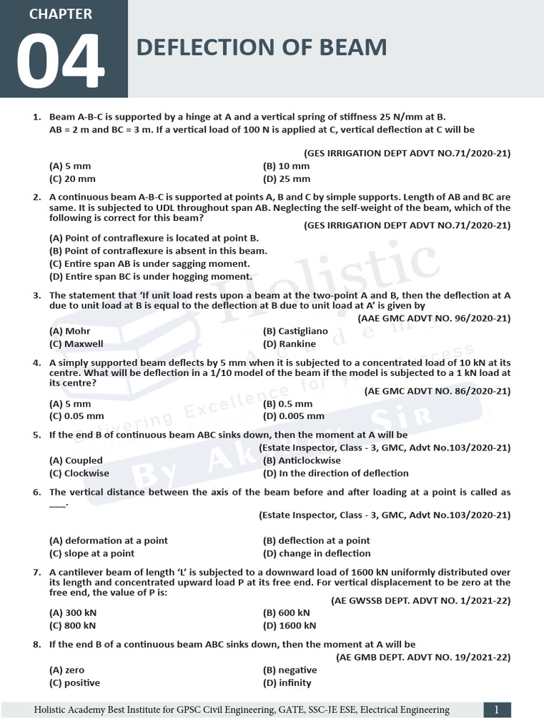 Beam Deflection Analysis and Solutions | PDF | Beam (Structure ...