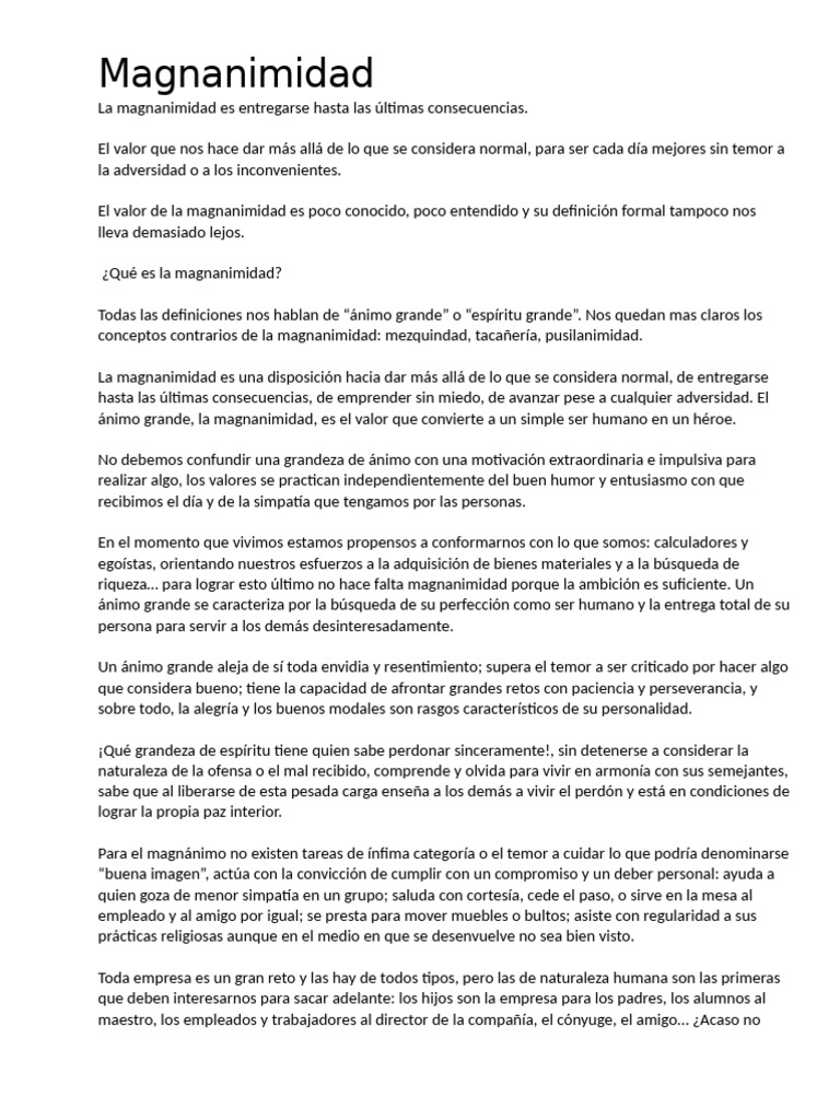 Magnanimidad | PDF | Business