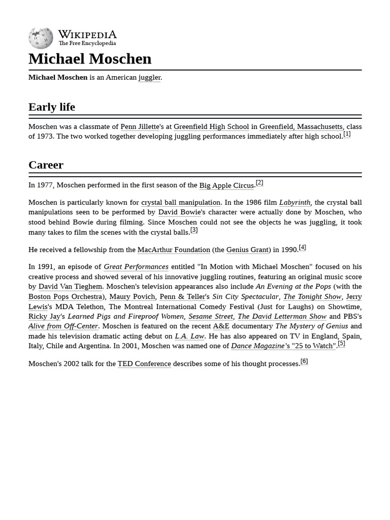 Michael_Moschen | PDF | Performing Arts | Circus Skills