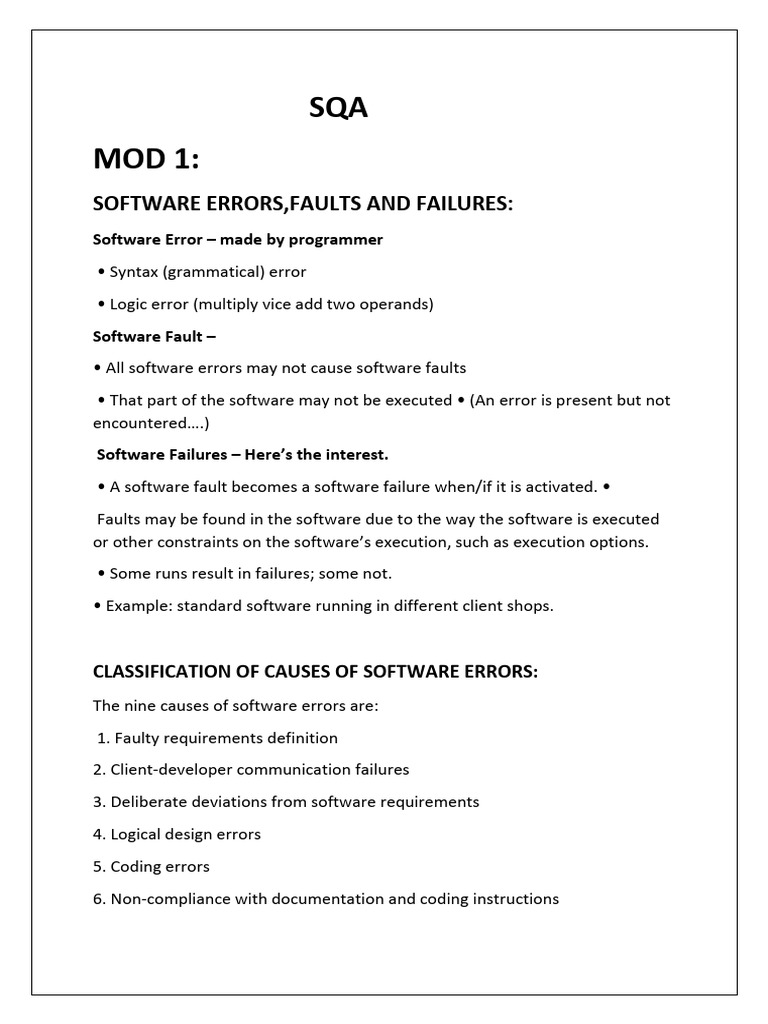 MODULE 1 SQA | PDF | Computer Program | Programming MODULE 1 SQA | PDF | Computer Program | Programming